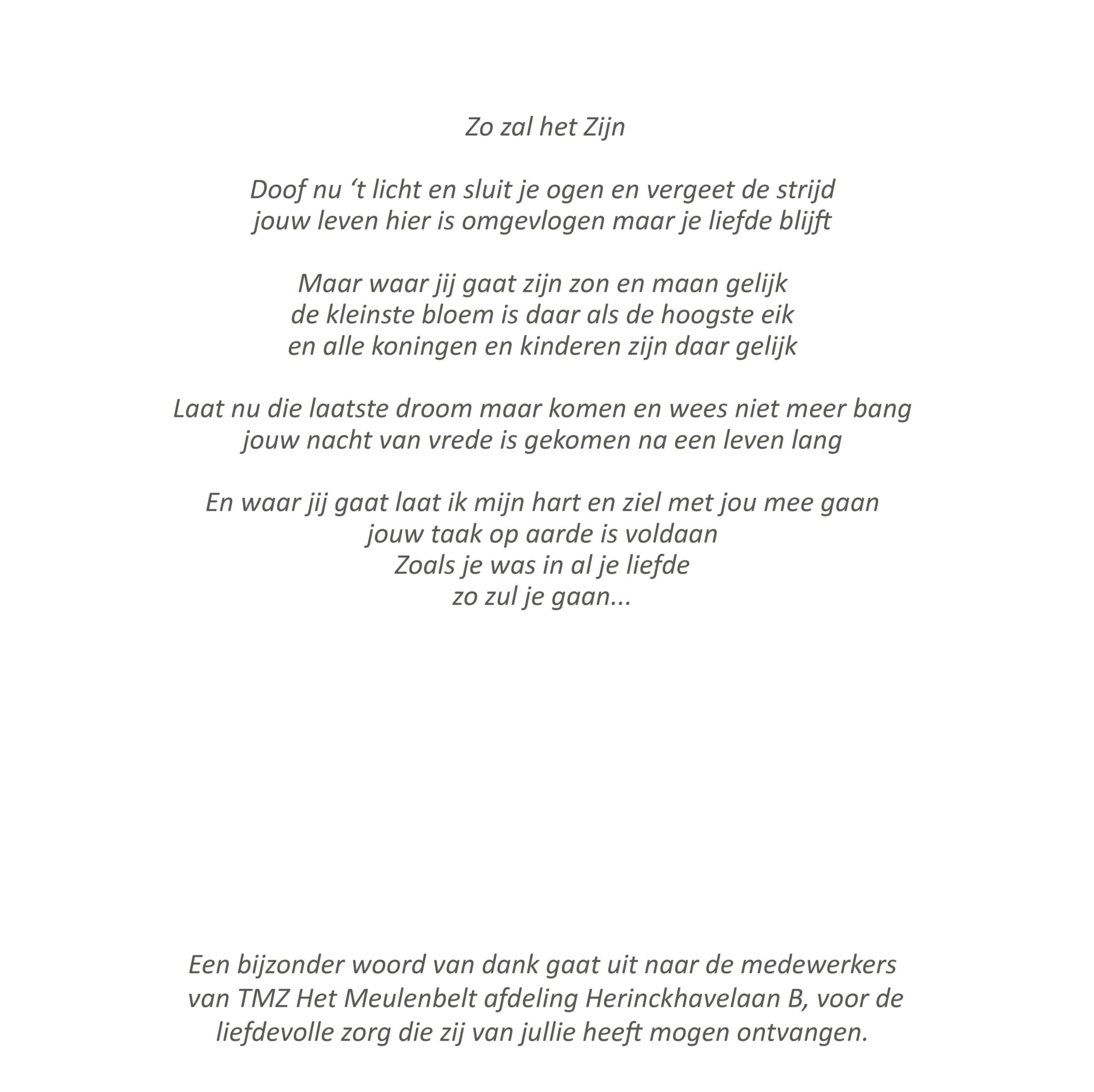 Truus Korte – Plenter – De Laatste Eer Westerhaar